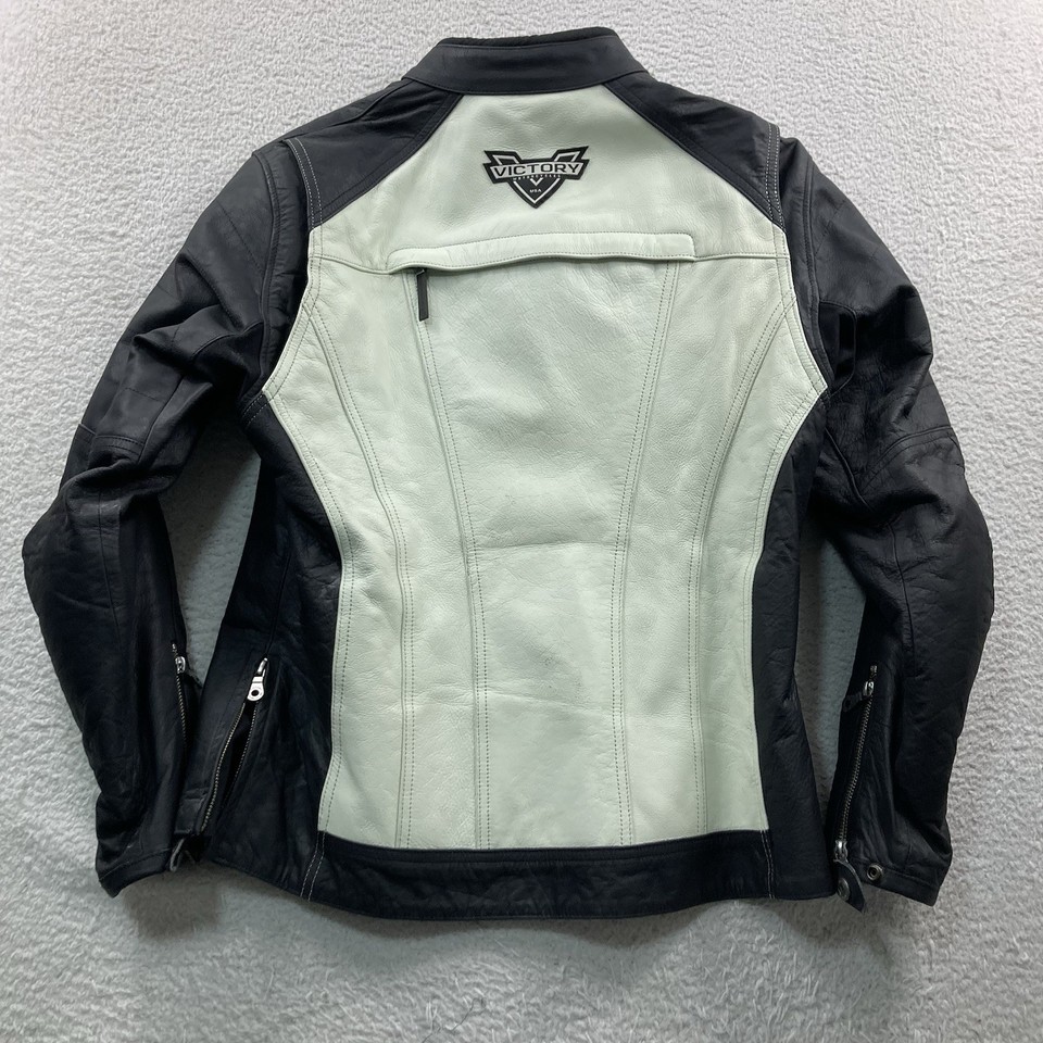 Victory Motorcycles USA Leather Biker Jacket Women XL Black Full Zip ...