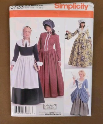 Simplicity Pattern 3723 Costume Historical Quaker Pioneer Pilgrim Size ...