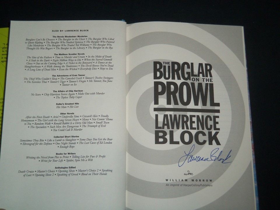 2004 THE BURGLAR ON THE PROWL BOOK SIGNED BY LAWRENCE BLOCK - KD 5527 ...