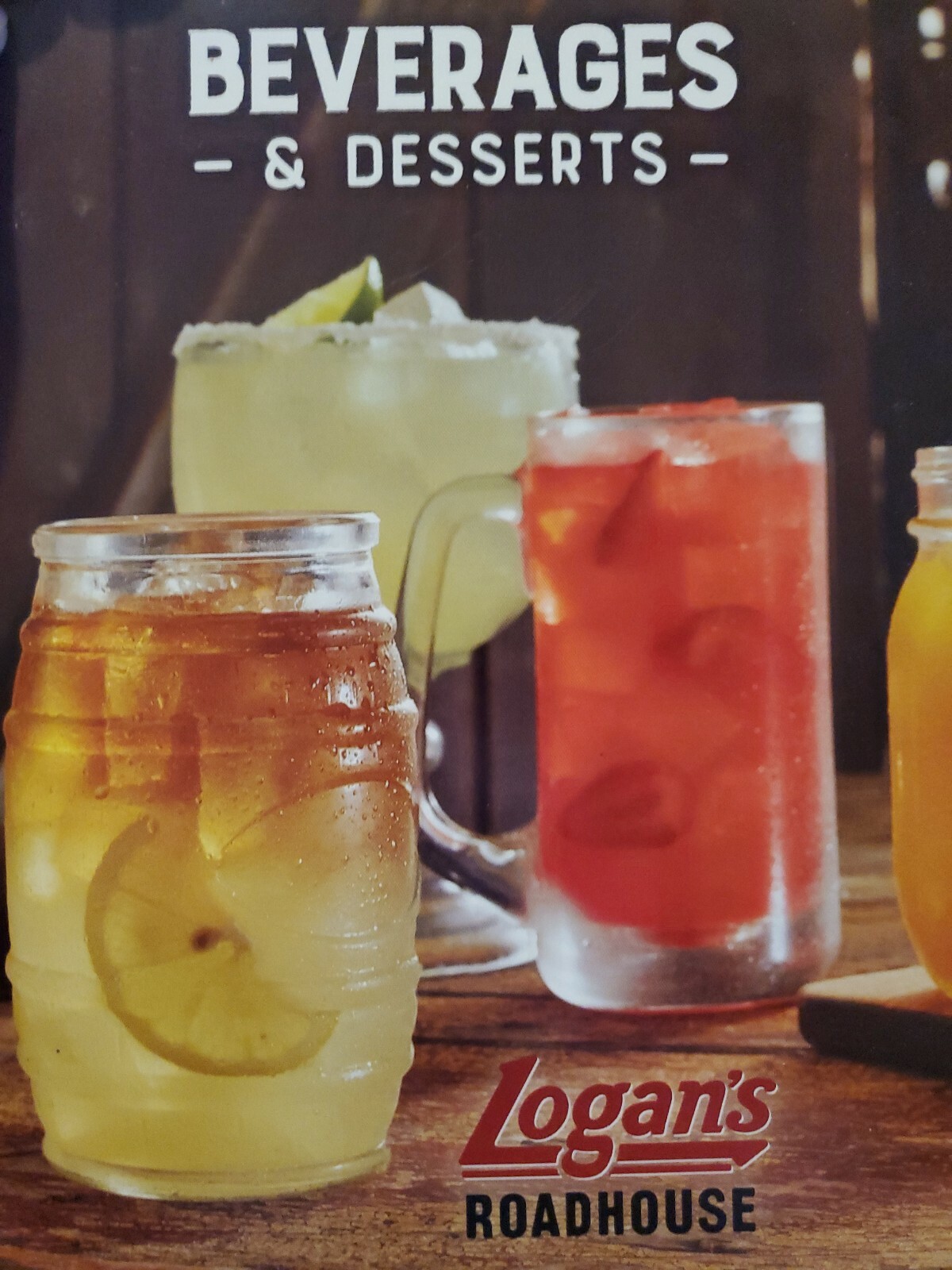 2016 Logan's Roadhouse Beverage & Dessert Menu Roadhouse Teas Coronita ...