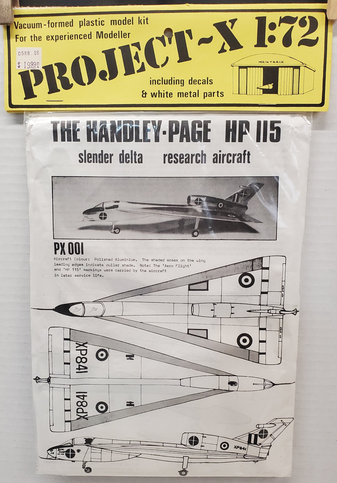 Project-X Handley Page HP115 Airplane Vacuform Model Kit Aircraft 1:72 ...