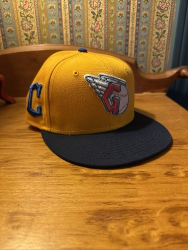 MLB Cleveland Guardians Blue C Patch Yellow New Era 59Fifty 7 1/8 Hat ...