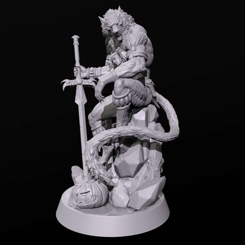 Fantasy Werewolf Swordsman Resin Figure Model Kit 1/24 Unassembled ...