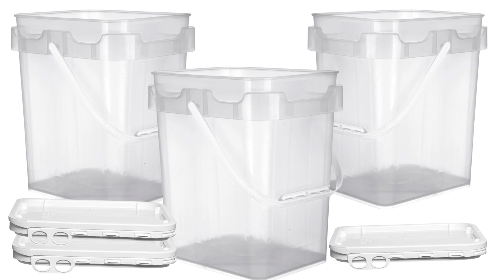 2 Gallon Rectangular Food Grade Bucket with Lid- 3 PACK- Made in USA ...