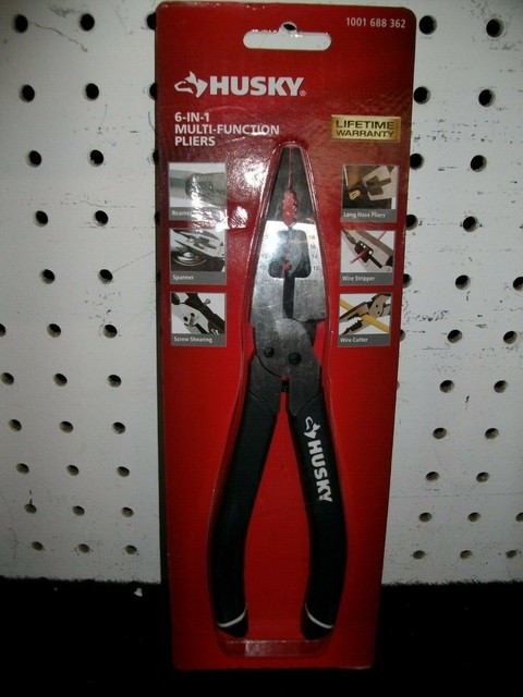 Husky 6 in 1 Multi-function Long Nose Pliers Linesman Wire Stripper ...
