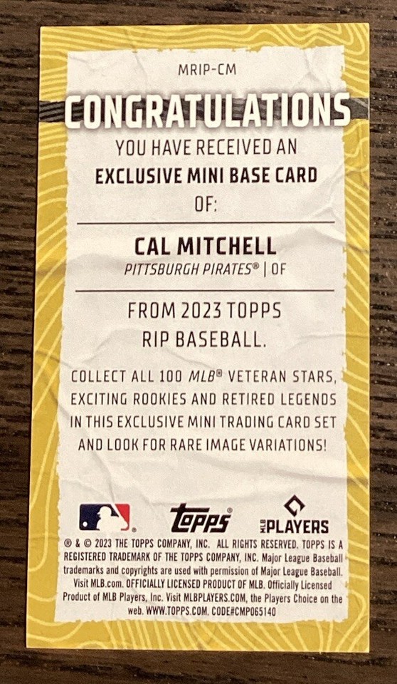 2023 Topps Rip Mini Cal Mitchell #MRIP-CM Rookie Orange Yellow Ripples ...