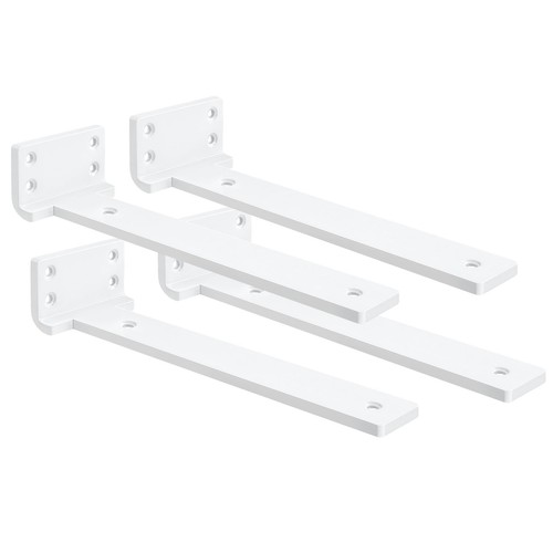 4 PCS 6 Inch White L Brackets for Shelves Heavy Duty Metal Floating ...