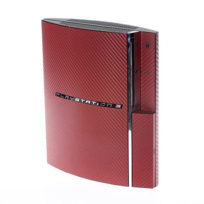 Textured Red Carbon Fibre PlayStation PS3 Fat decal skin cover wrap ...