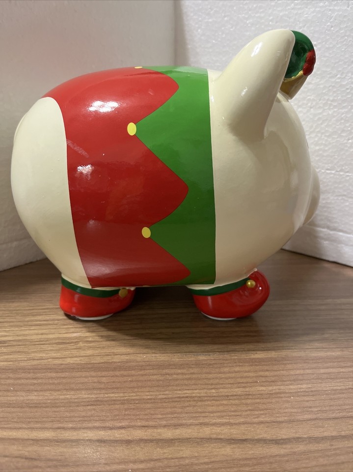 TARGET CHRISTMAS ELF PIGGY BANK 2011 CUTE RED GREEN COIN STOPPER CUTE ...