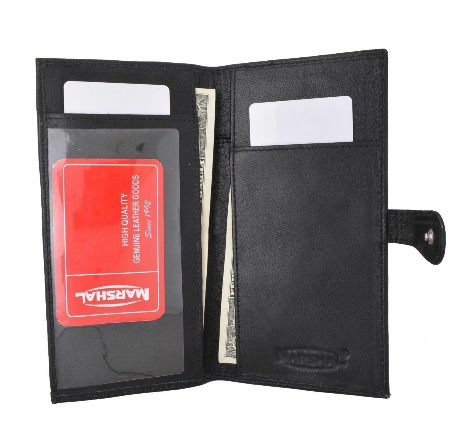 Genuine Leather PLAIN Checkbook Cover Black with Snap Closure NEW!!! | eBay