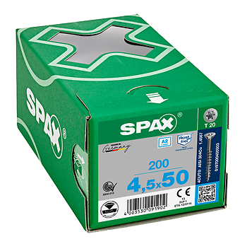 SPAX Senkkopf T20 Teilgewinde, 4.5x50, Blank, 4CUT, 200 Stk ...