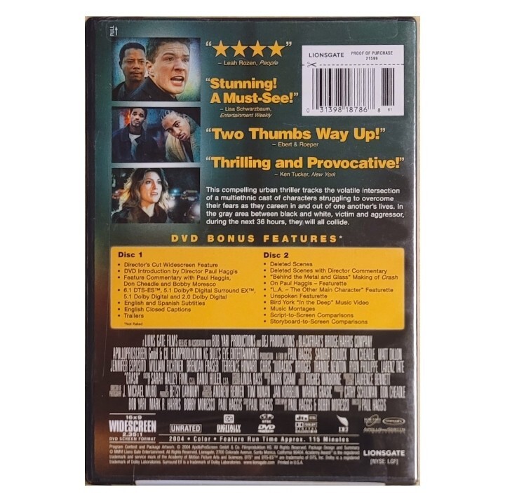 Crash [2-Disc Director's Cut] (DVD, 2004) Brand New Sealed Drama Movie ...