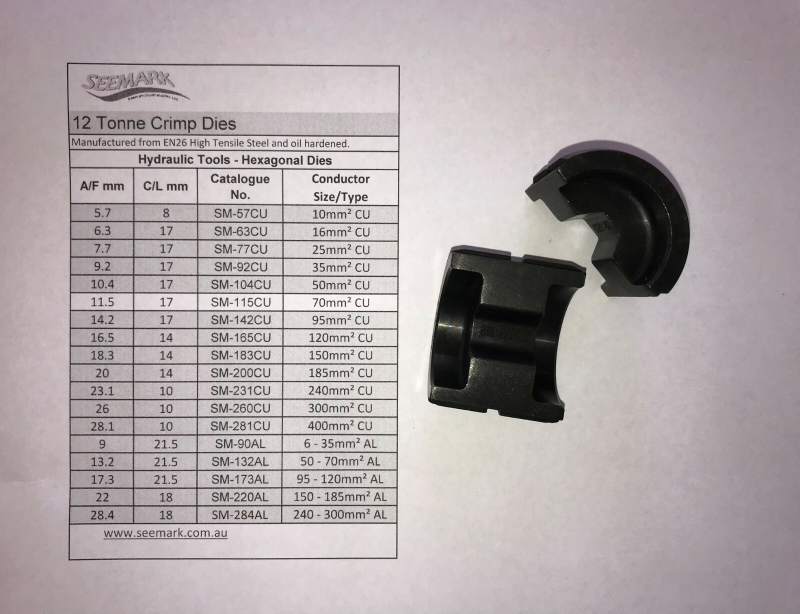 70mm2 (19/2.14) Die Set / 12T Crimp Dies suit Australian Standard ...