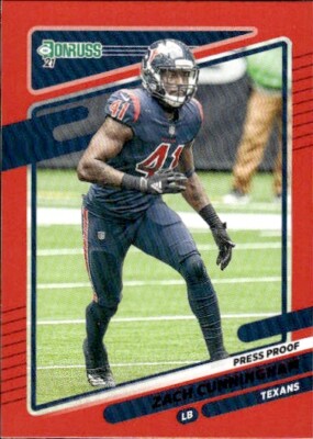 2021 Donruss #168 Zach Cunningham Press Proof Red Houston Texans ...