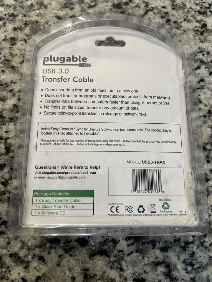 Plugable Technologies USB3-TRAN USB 3.0 TRANSFER CABLE, UNLIMITED USE ...