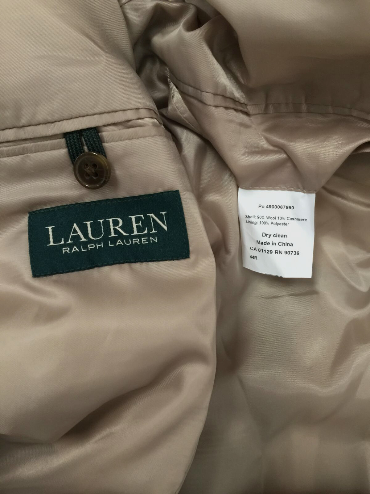 $495 Ralph Lauren Men's Beige Columbia Classic-Fit Overcoat Jacket Size ...