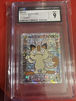 Pokemon Meowth #S11 Merlin Sticker Series 1 Topps Holo - CGC 9 | eBay