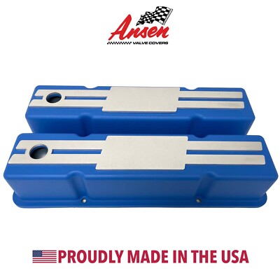 Small Block Chevy Tall Blue Valve Covers - Custom Billet Top ...