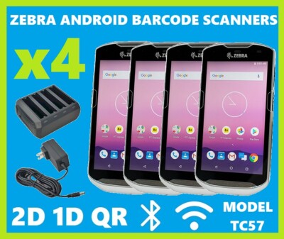 LOT OF 4 Zebra TC57 Handheld Barcode Scanners Android 13 w/ Battery ...