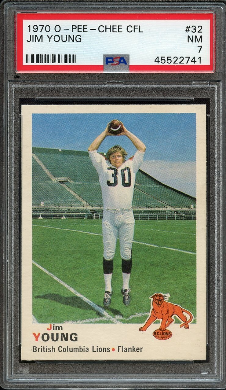 1970 O-PEE-CHEE CFL 32 JIM YOUNG PSA NM 7 Pop 1 Only 7 Graded higher ...