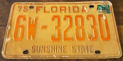 1975 1976 1978 Florida Vintage License Plate 6W-32830 Palm Beach County ...