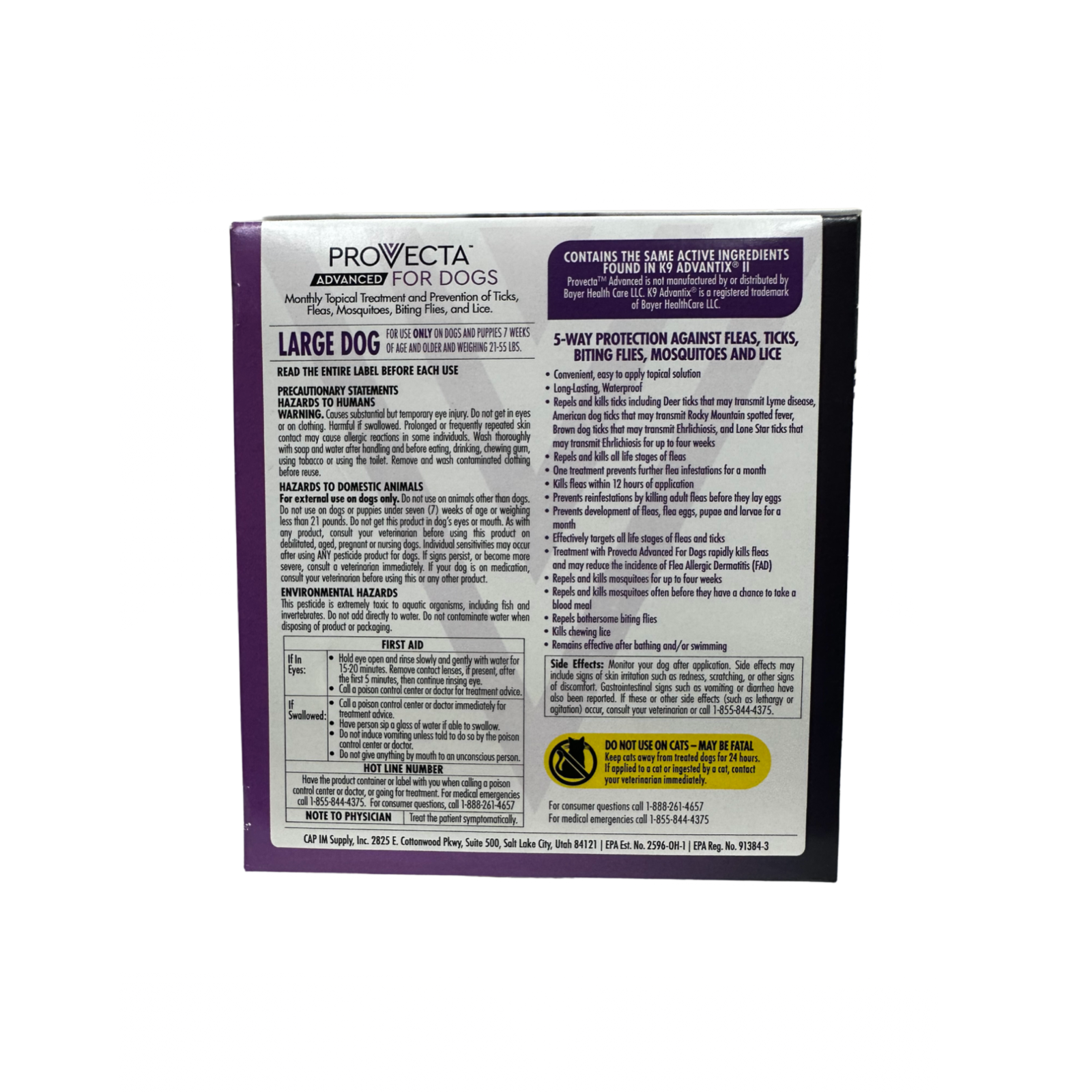 Provecta Advanced Flea & Tick Treatment for Large Dogs 21-55lbs 4 Month ...