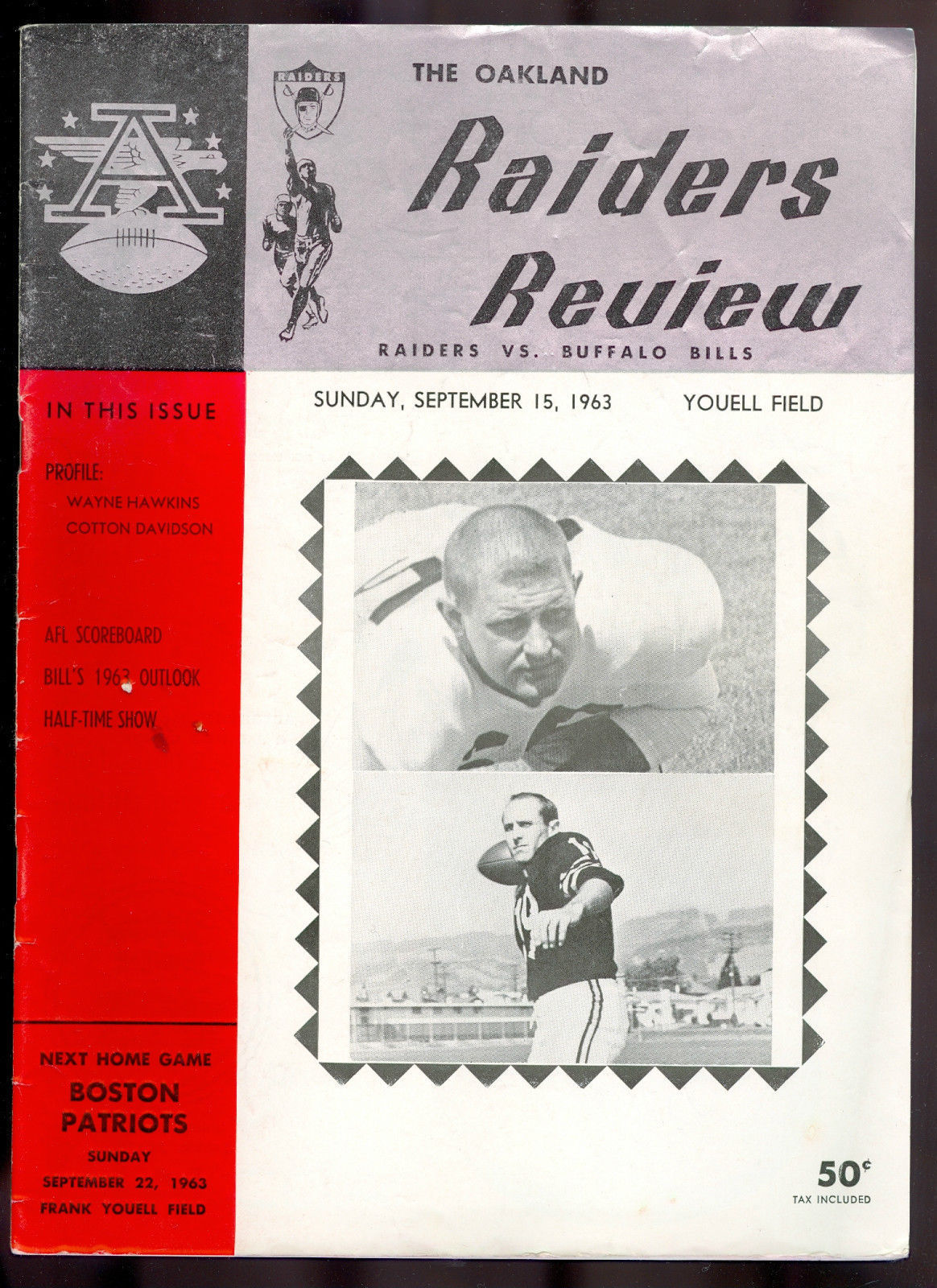 1963 Oakland Raiders Versus Buffalo Bills September 15 Football Game ...