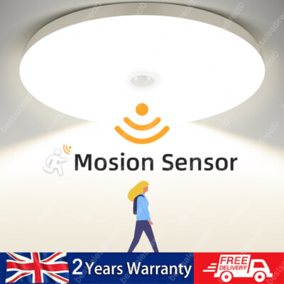LED Ceiling Light 36W Round PIR Sensor Down Panel Wall Kitchen Bathroom ...