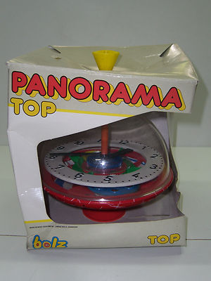 80'S VINTAGE BOLZ LBZ SPINNING TOP TIN LITHO WEST GERMANY CLOCK MIB ...