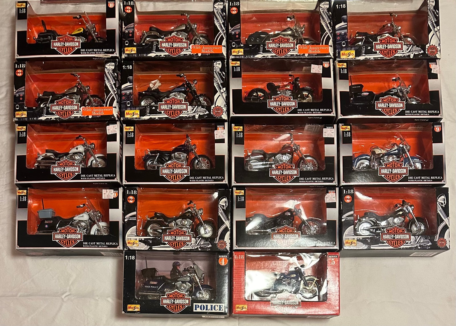 Lot of 24 Harley-Davidson Maisto 1:18 Die-Cast Motorcycles – 18 Series ...