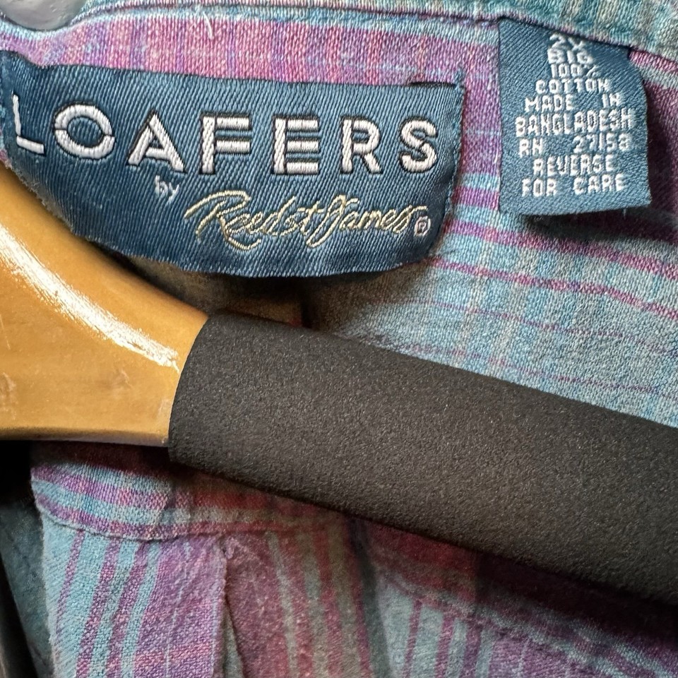 Loafers by Reed St James Mens Big Plaid Short Sleeve Button Up Shirt 2X ...