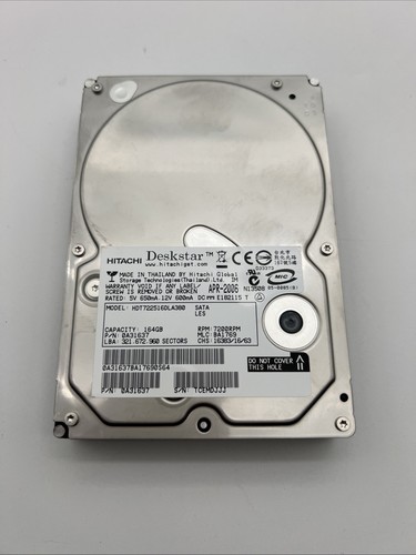 Hitachi Deskstar 164GB 3.5 SATA IDE 7200 Hard Drive HDT722516DLAT80 HDD ...