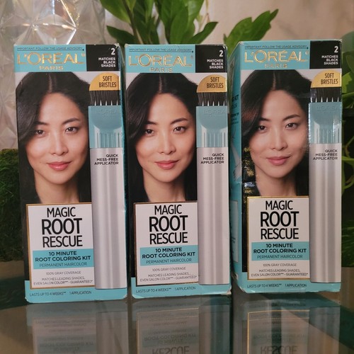 3 PACK L'oreal Magic Root Rescue 10 Minute Hair Color Kit Soft Black ...