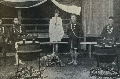 1900 Tokyo Japan Hot Water ordeal of the Shintos Houshi Shinshukyo ...