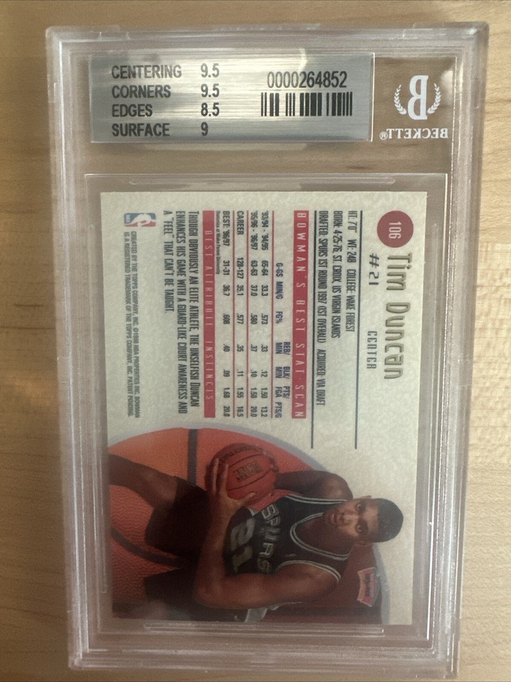 1997-98 Bowman's Best - #106 Tim Duncan (RC) BGS 9 Rookie Spurs | eBay