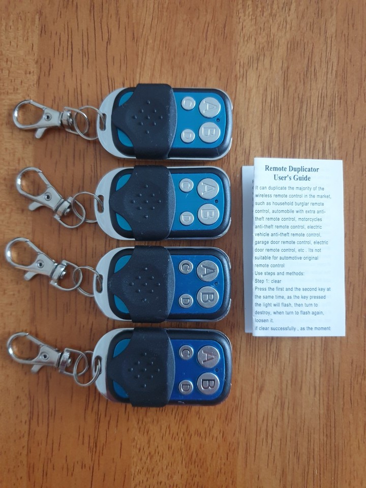 4 X Electric Cloning Remote Control Key Fobs 433MHz For Gate Garage ...