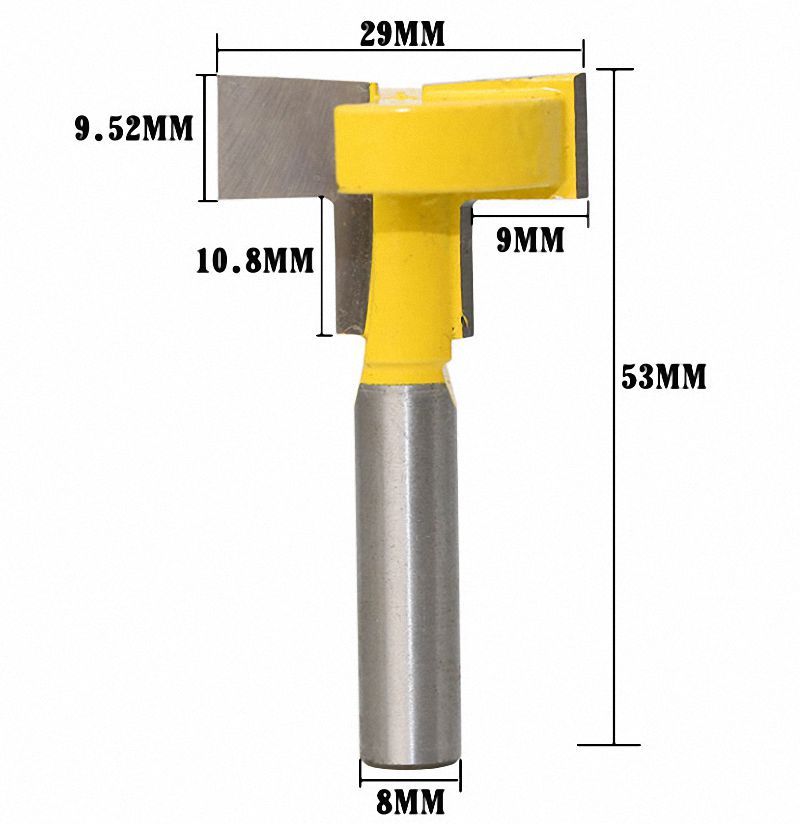 1/4" to 3/8" Straight T-Track T-Slot Router Bit - 1/4'' 1/2" 8mm Shank ...