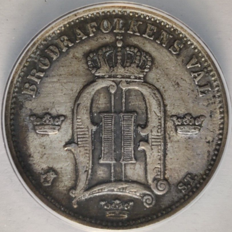 Sweden 1875 ST 50 Ore ANACS EF XF40 Details-Cleaned Rare Key Date ...