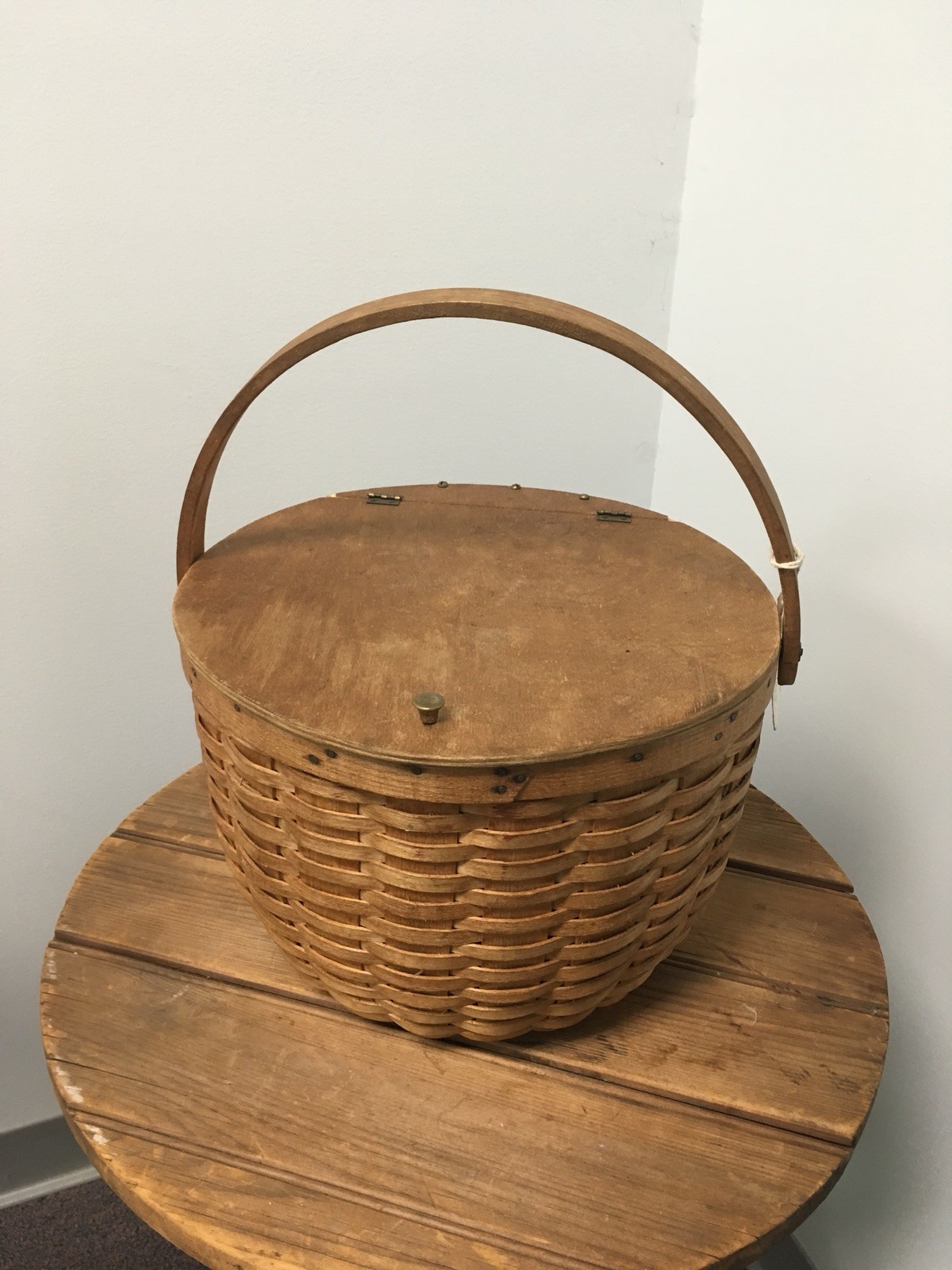 Antique B. G. HIGGINS Basket Pounded ASH Peck Picnic West Chesterfield ...