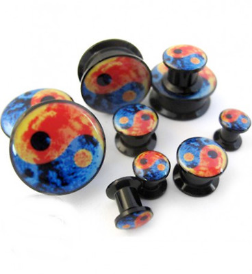 PAIR-Ying Yang Acrylic Screw On Stash Ear Plugs 18mm/11/16" Gauge | eBay