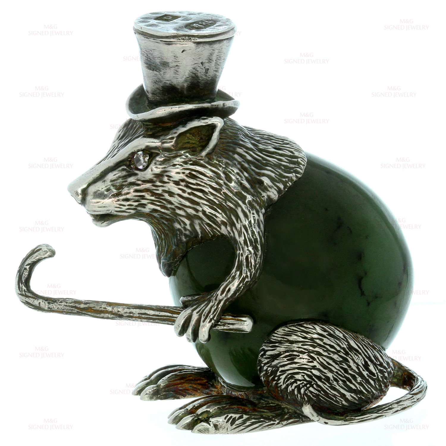 Nephrite Sterling Silver Rat Sculpture. Vintage Makers mark J.P | eBay
