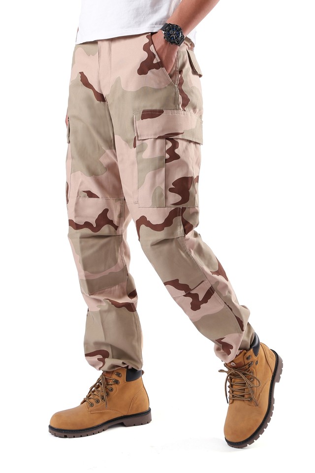 BACKBONE Mens Army Style BDU Pants Multi-Pocket Camouflage Casual Cargo ...
