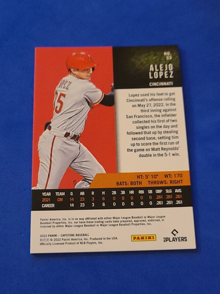 2022 Alejo Lopez ROOKIE RC Panini Capstone #33 Red Parallel | eBay