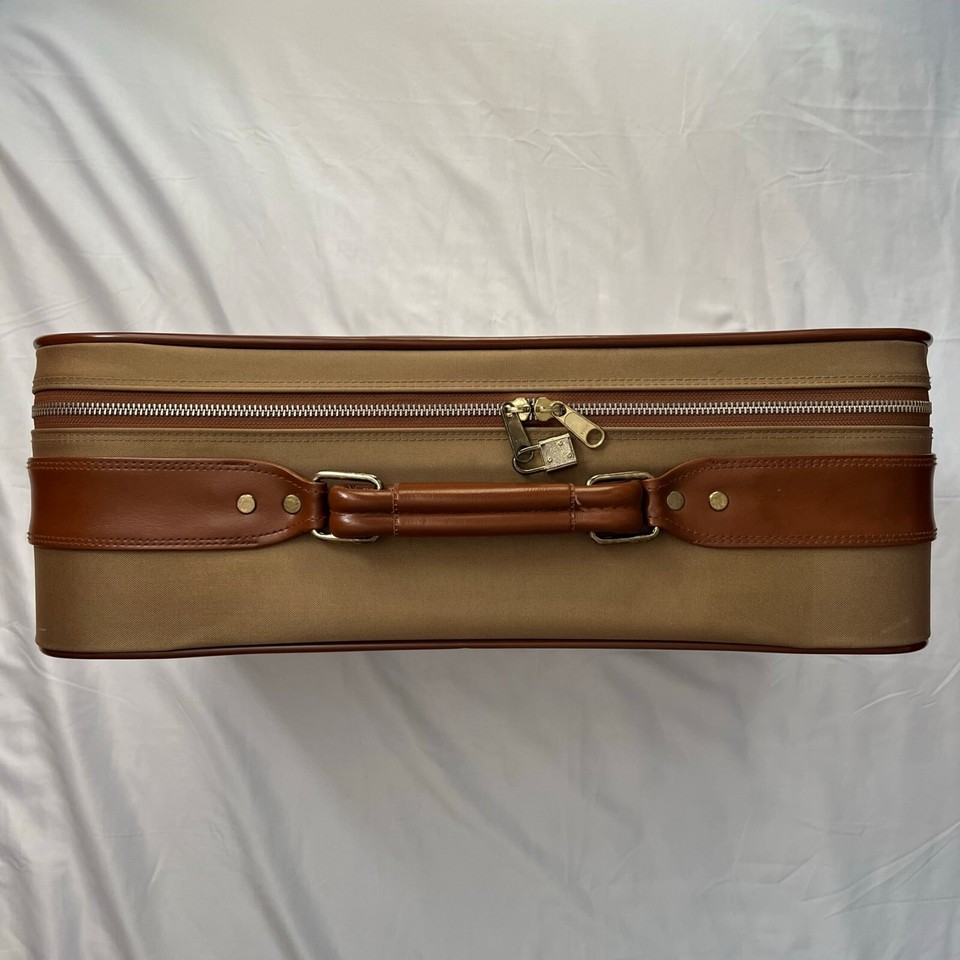 Vtg Samsonite Brown Tan 21x13x7 Handled Suitcase Luggage Brown Soft ...