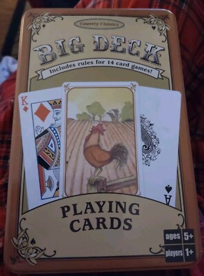JUMBO PLAYING CARDS 5x7 inch Big Deck Rooster Tin | eBay