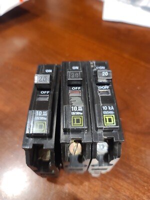 (3) Square D QO120CP Miniature Circuit Breaker - 20 A, 1 Pole, 120/240 ...