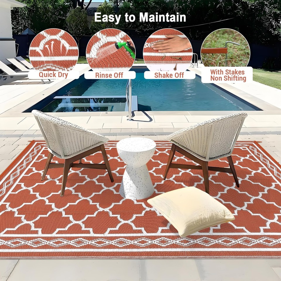 Reversible Mats 9x18 Plastic Straw Rug Modern Area Rug Large Floor Mat ...