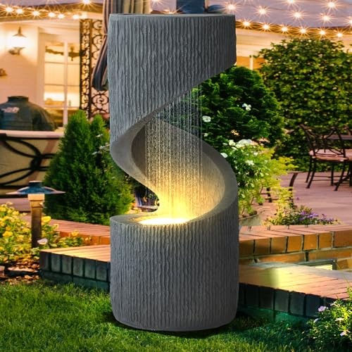 Outdoor S-Shaped Water Fountain, Spiral Waterfall Indoor Outside Garden ...