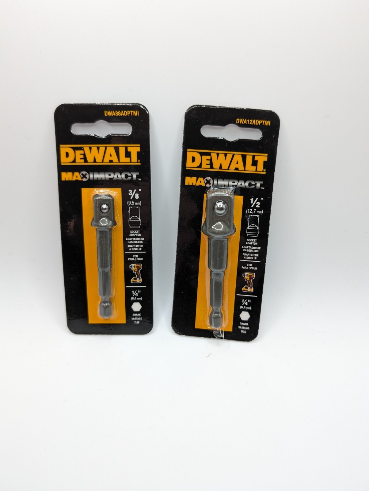 DeWalt Max Impact DWA12ADPTMI DWA38ADPTMI 1/2'' and 3/8'' Lot of 2 | eBay