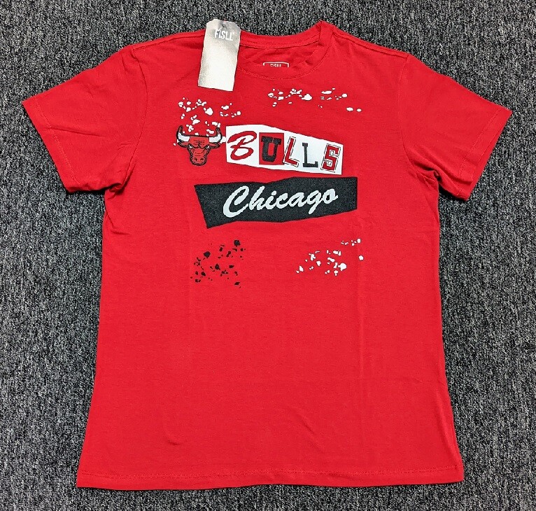 CHICAGO BULLS CREW NECK SHORT SLEEVE - "SPLATTER" - T-SHIRT- RED - MEN ...